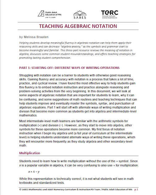New Resource for Demystifying Algebra | SABES